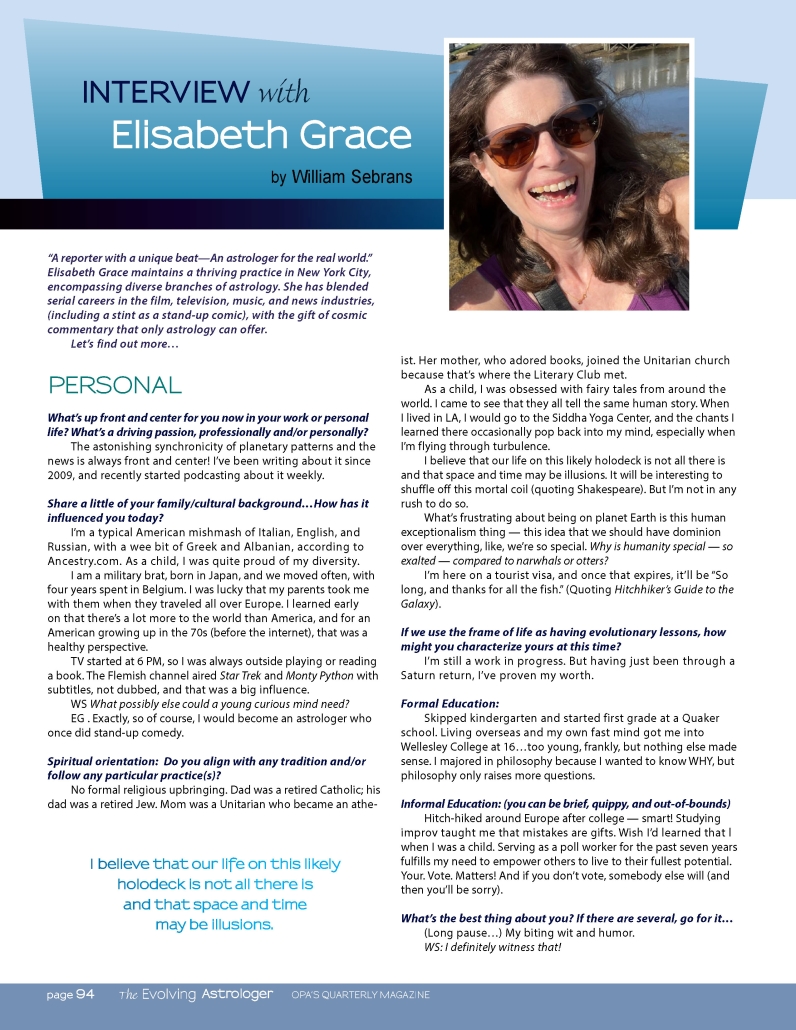 EG Interview - Elisabeth Grace - Astrologer
